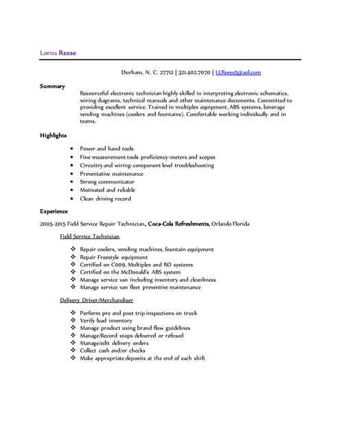 RESUME - Bill, Treyvan | PDF