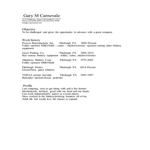 Gary,s resume draft _1 | PDF