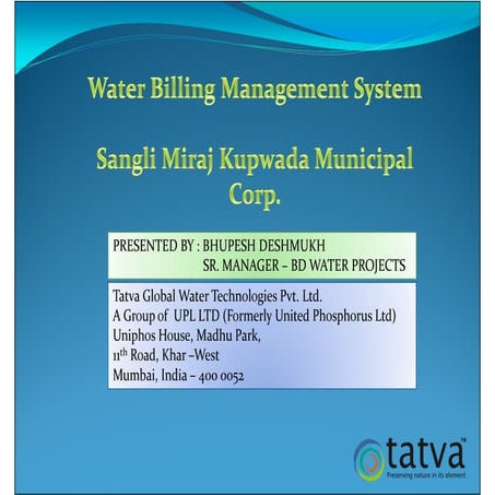 PPT_Sangli 24x7 Water Billing System | PDF