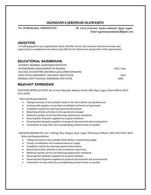 OLUWATUYISE BABATUNDE FEMI cv | PDF