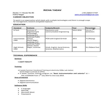 Tamil Resume Template | PDF