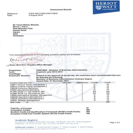 Mlambo results Transcript | PDF