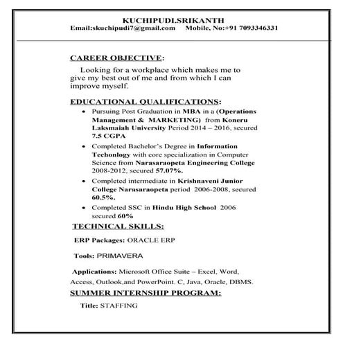 srikanth (Resume 2016) | DOC