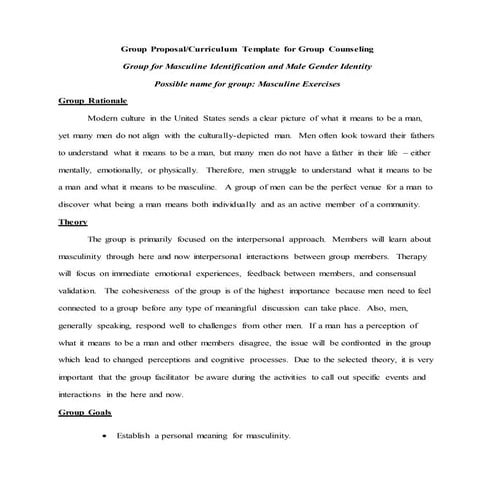 Group Proposal_Curriculum Template for Group Counseling | DOCX