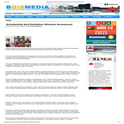 BGIS Media - News - Scholarship And Exhibition Winners Announced | PDF