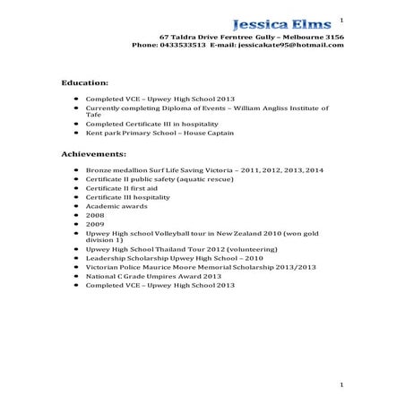 Olivia-Rayner-Resume-2016 | DOC