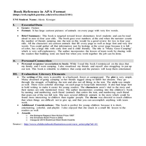 Book Review for childrens lit | DOCX