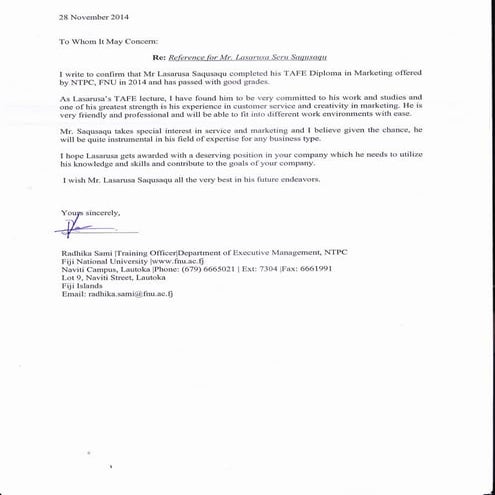 Training Reference Letter | PDF