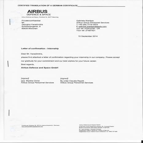 Airbus Letter of Recommendation | PDF