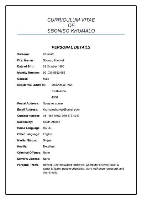 Philani Kweyama's CV | PDF