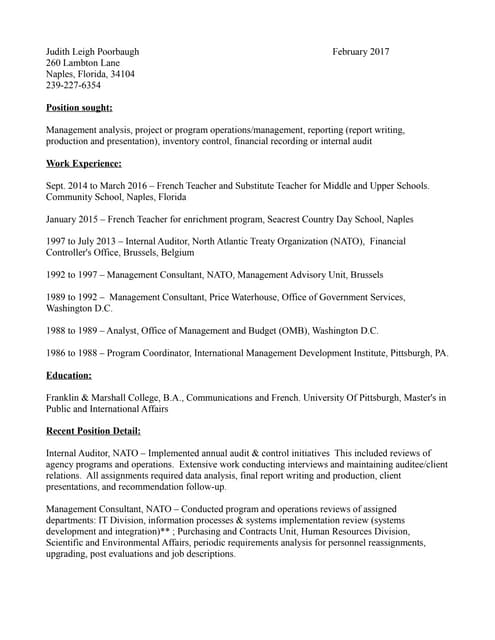 Moya Constance Resume | PDF