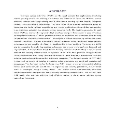A Project Report On Secured Fuzzy Based Routing Framework For Dynamic Wireless Sensor Networks