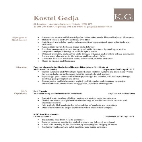 Marian Resume | DOC