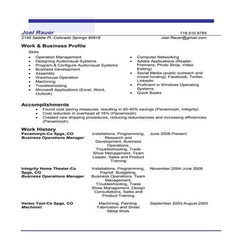 Joel Timothy Rauer 2015 Resume | PDF