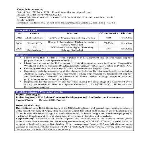 Vasanth Subramanian Resume | PDF