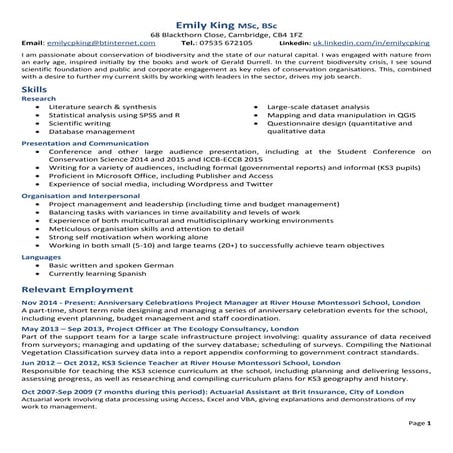 CV Emily King | PDF