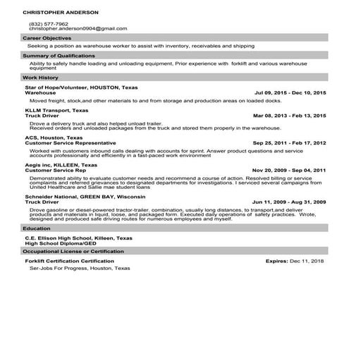 James Resume 2015 Updated storeman | DOCX