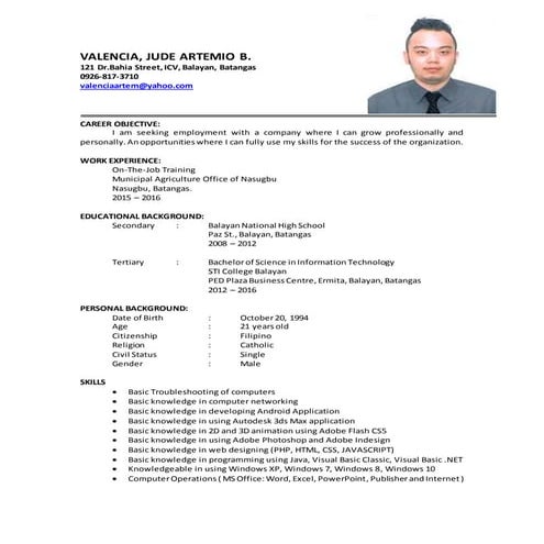 MYRESUME | DOCX | Technology & Computing