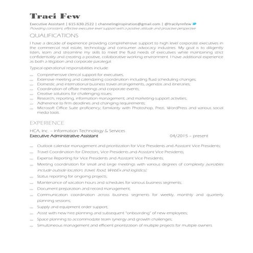 Traci Few - 2016 Resume | PDF