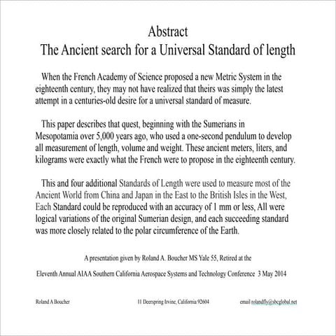 The Ancient search for a Universal Standard of length 05/03/2014 | PDF