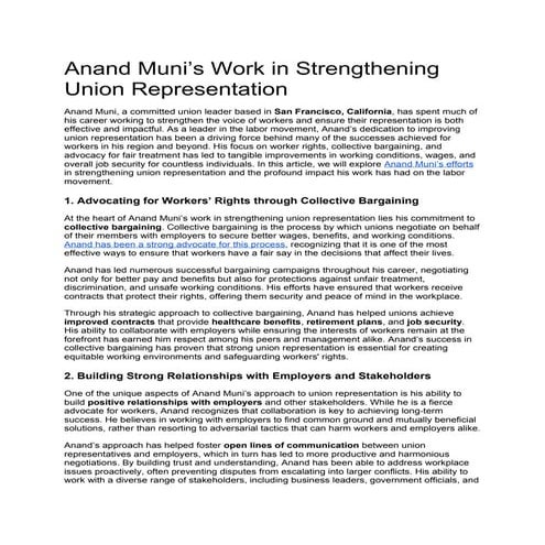 Anand Muni’s Work in Strengthening Union Representation.docx