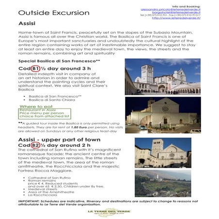 assisi and nature excursion sheet | PDF