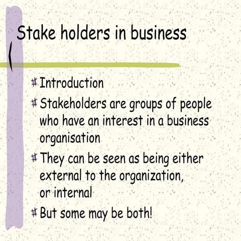 Business Stakeholders | Business Studies | PDF