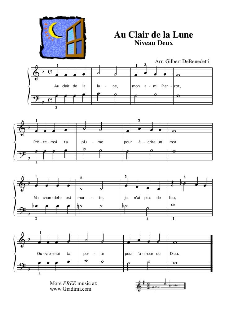 Au Clair de la Lune Piano facil
