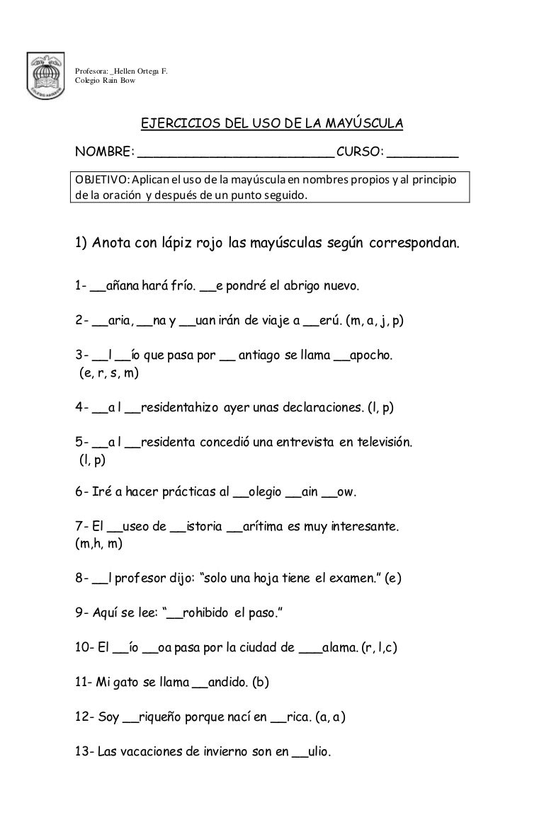 Pruebas De Puntuación Y Mayúsculas Imprimibles