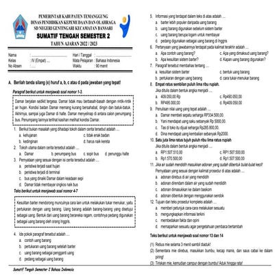 soal sts bahasa indonesia kelas IV semester 2 | PPT