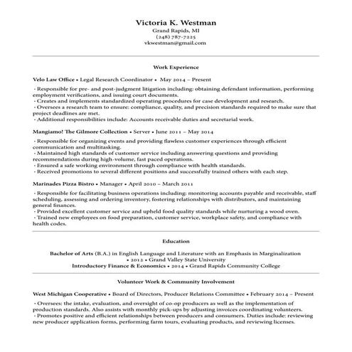 Victoria W Resume | PDF