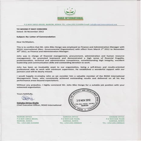 Letter of Commendation | PDF