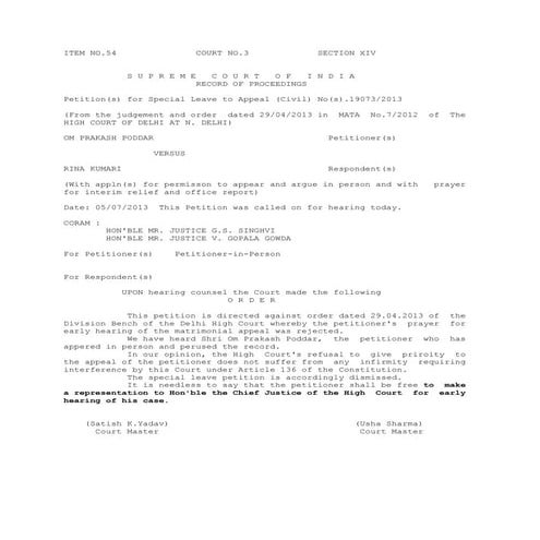 Judgment of Supreme court against SLP Civil 19073of 2013 | PDF