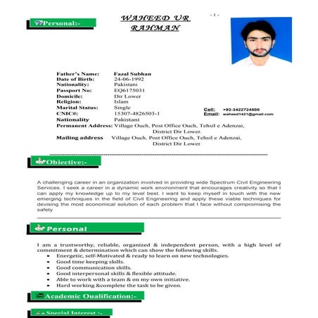 New CV Waheed | DOC