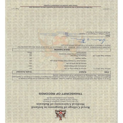 Master transcript | PDF