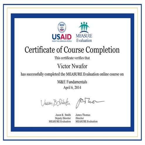 M&E certificate | PPT