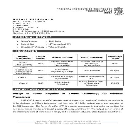 Murali CV | PDF