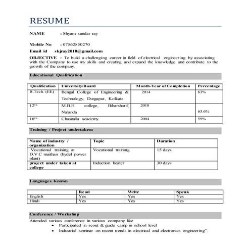 Shyam Sundar resume 89 | PDF
