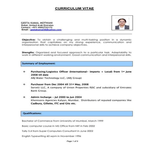 GEETA CV...150714 | PDF