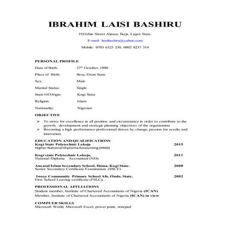 IBRAHIM LAISI BASHIRU CV | DOCX