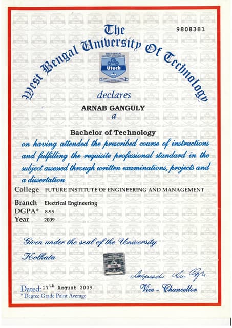 M. Tech Certificate | PDF