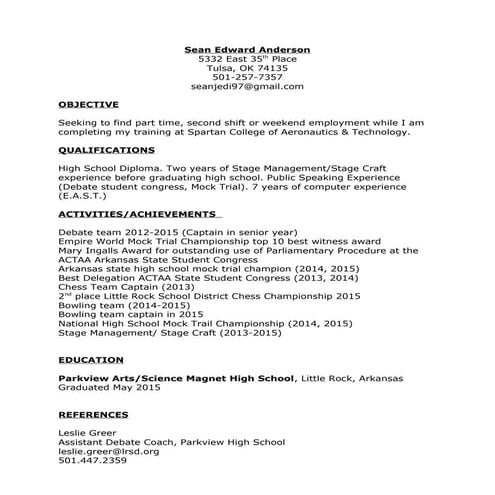 Sean Anderson Resume Pdf