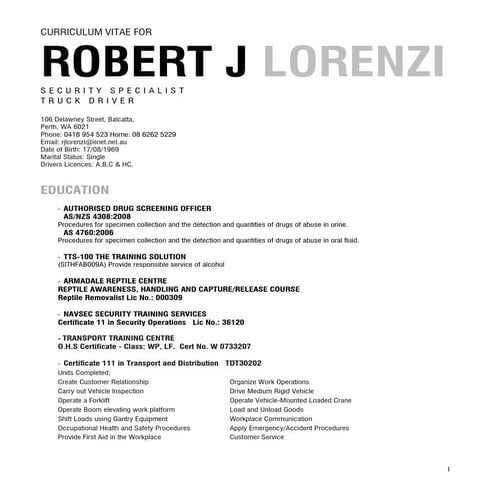 Robert Lorenzi CV 2015 (1) | PDF