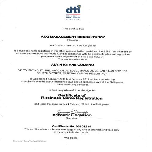 DTI Registration_AKQ | PDF