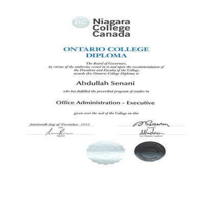 Diploma - Office Administration Executive - Niagara College Canada.PDF