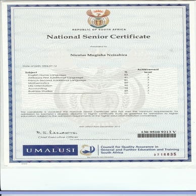 National Senior Certificate | PDF