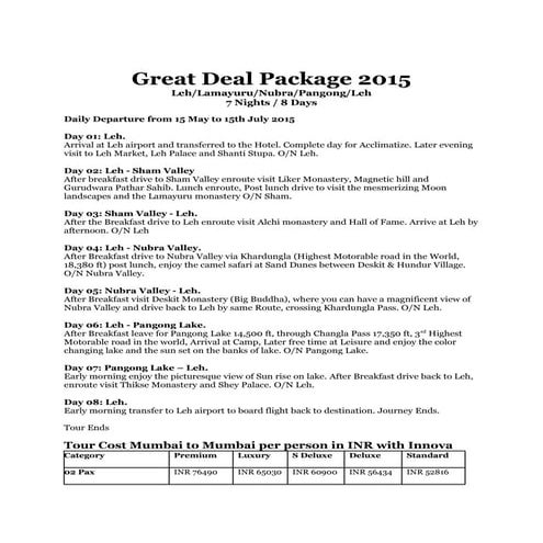 5 Nights Package | DOCX