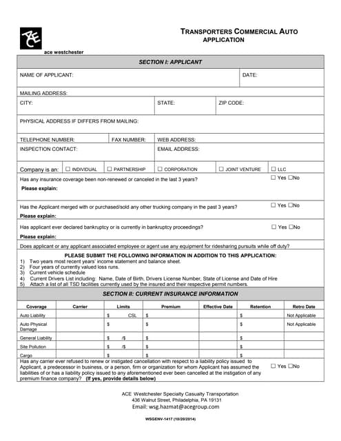 Blank Driver Application Forms