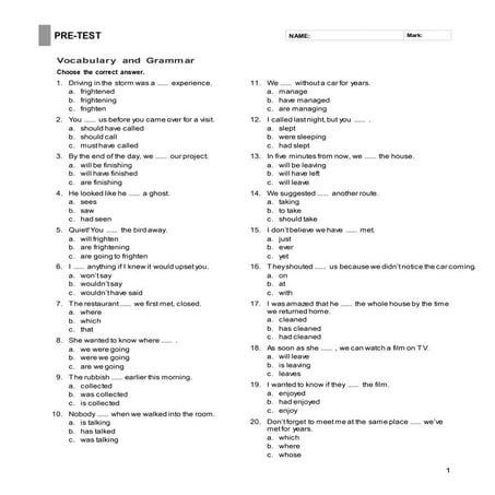 2bach pre test | DOC