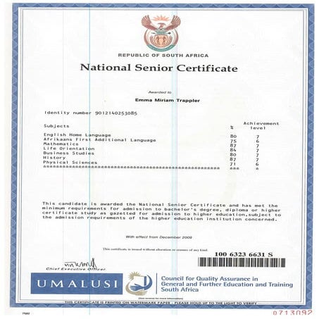 National Senior Certificate | PDF